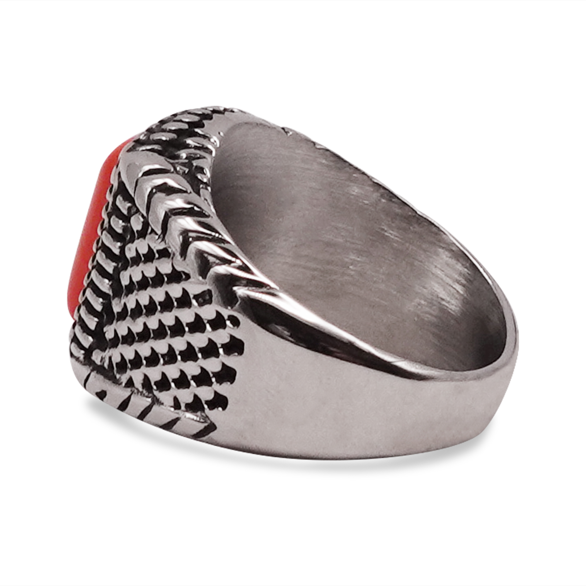 Fire Stone Stainless Steel Signet Ring