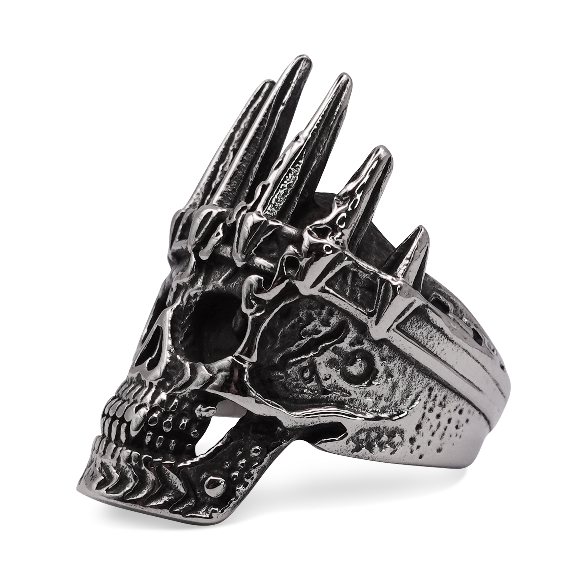 Kingpin Crowned Skull Head Signet Ring