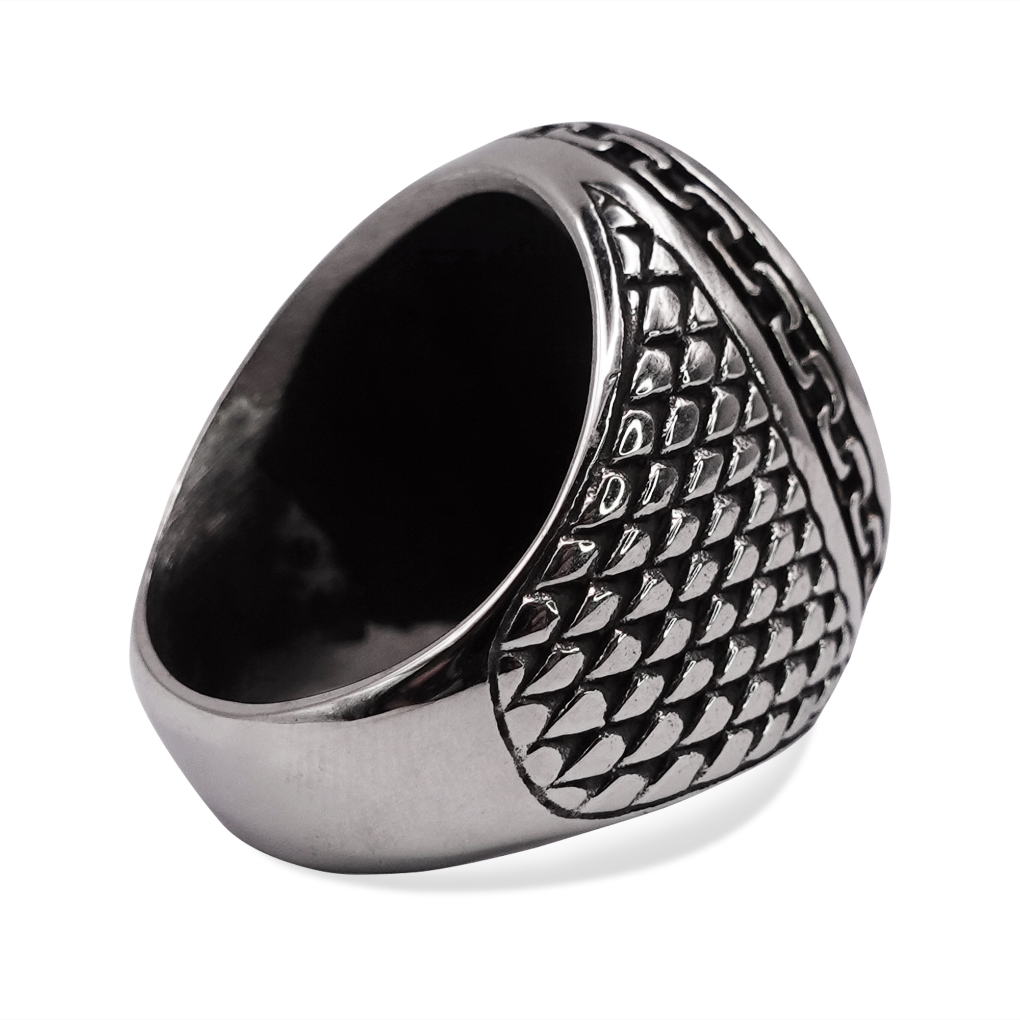 Nexus Aged Steel Cross Signet Ring