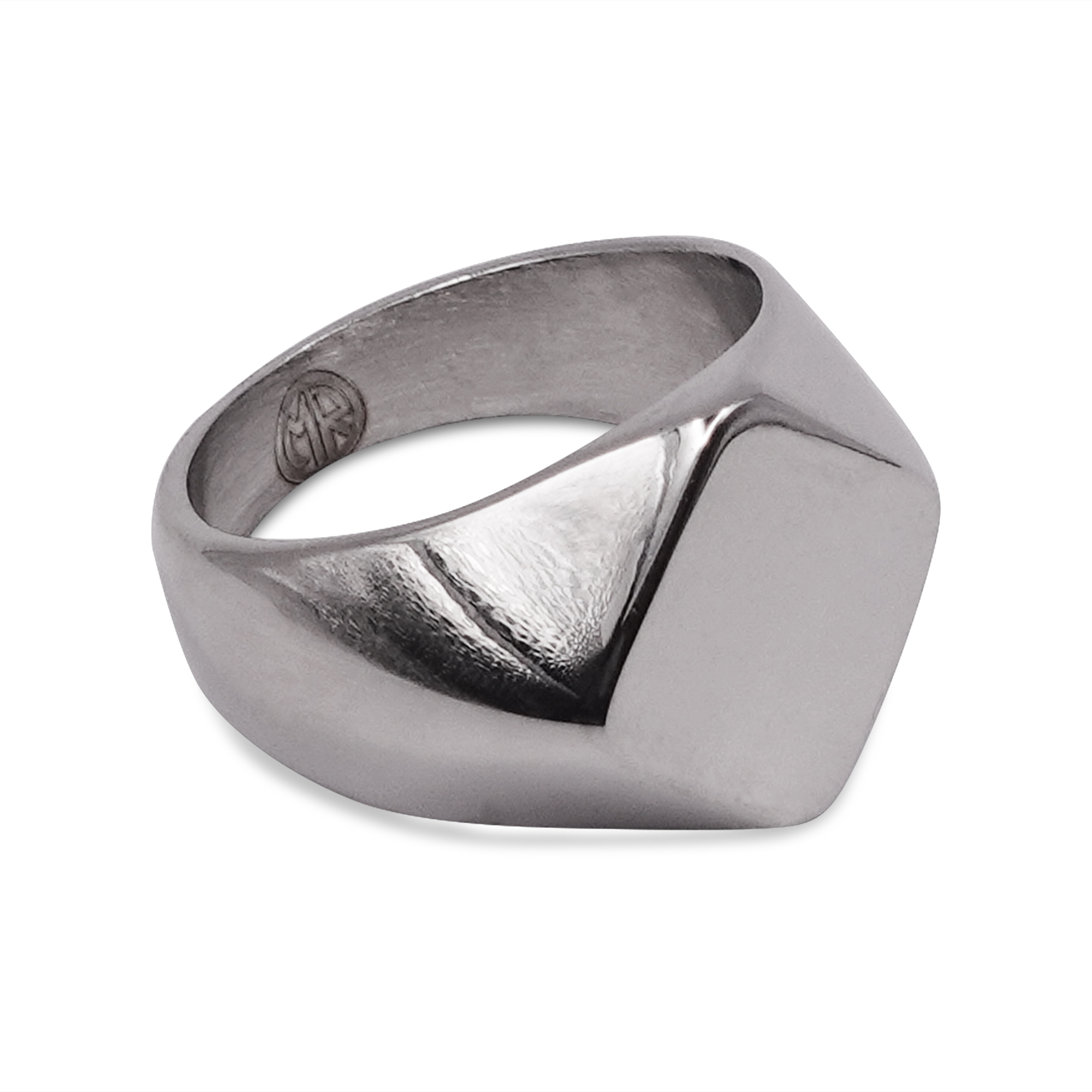 Zenith Diamond-Faced Stainless Steel Signet Ring