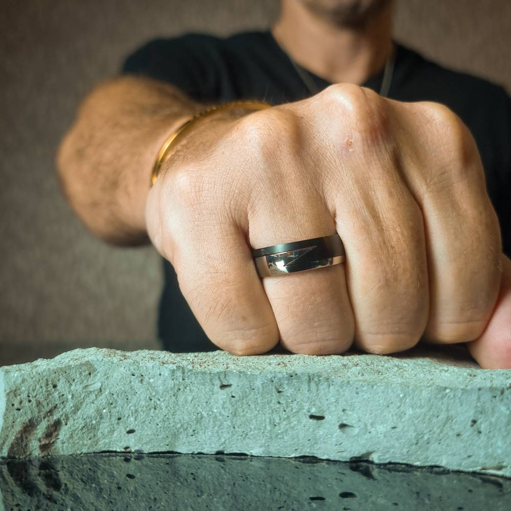 Two Piece 8mm Titanium Lightning Ring