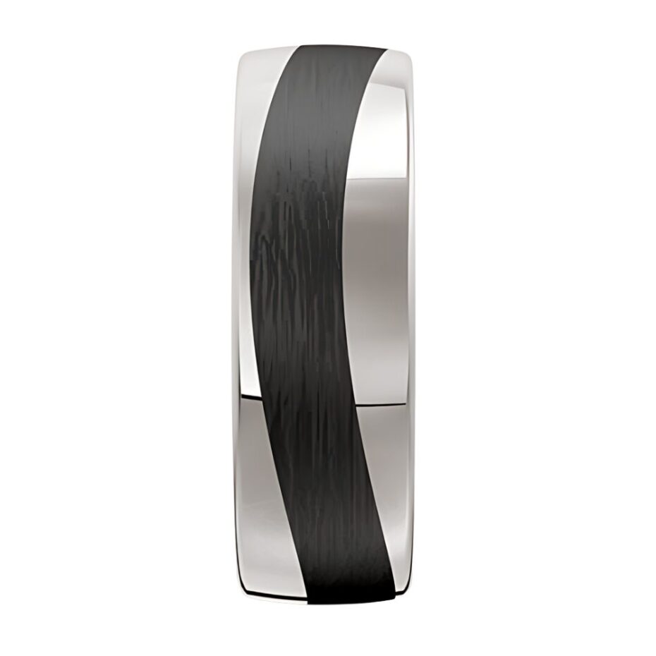 7mm Platinum and Carbon Fibre Wave Mens Ring