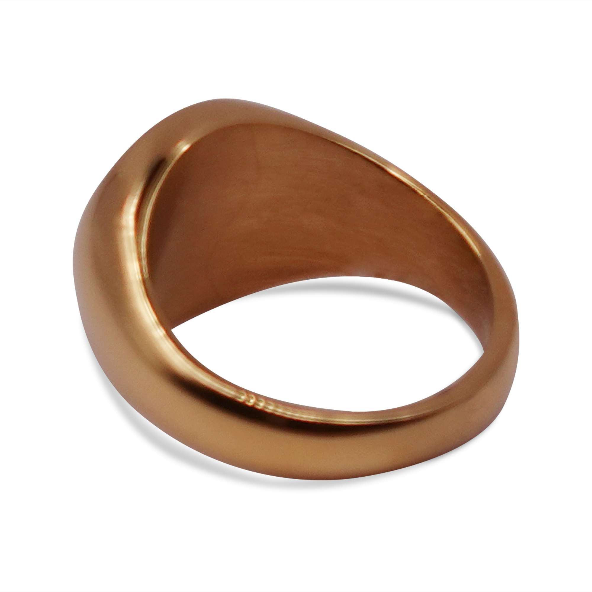 Polished Gold Steel Round Mens Signet Ring