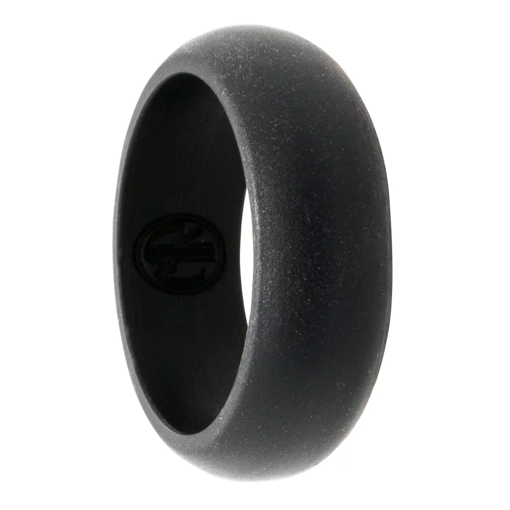 Mens 8mm Dome Black Silicone Ring